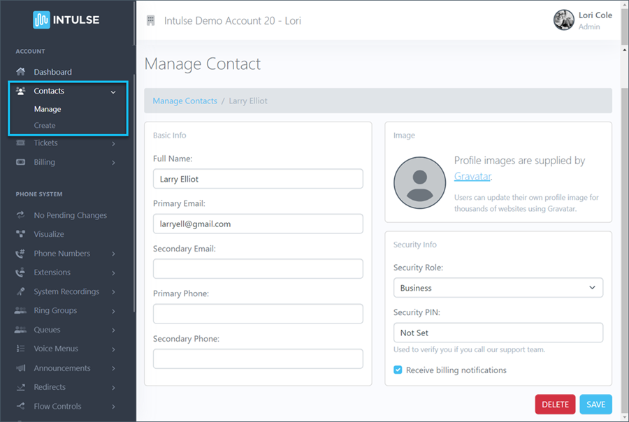 Manage Contacts | Intulse Support