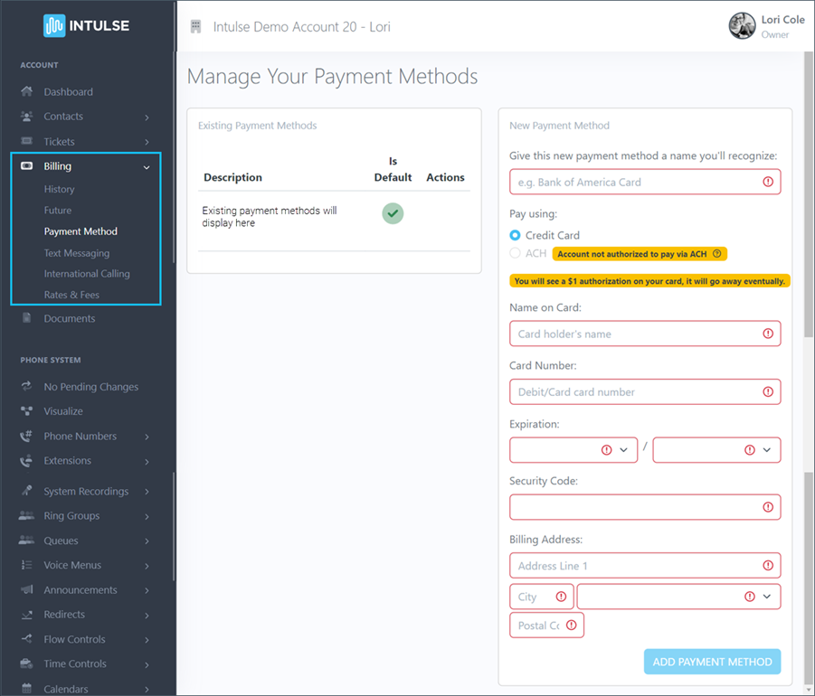 Payment Method | Intulse Support