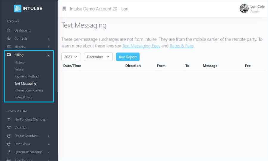Text Messaging | Intulse Support