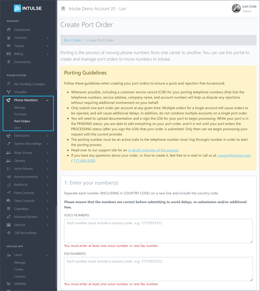 Port Orders | Intulse Support