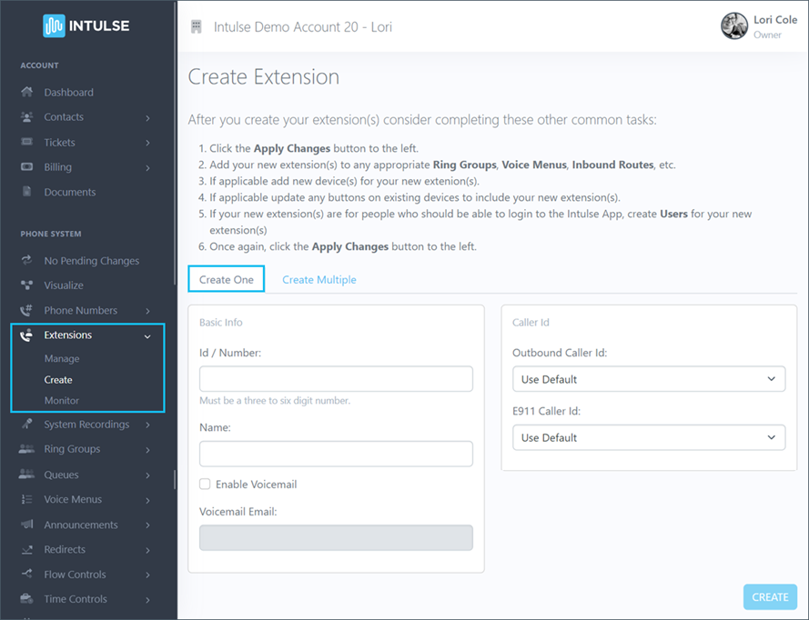 Create Extensions | Intulse Support