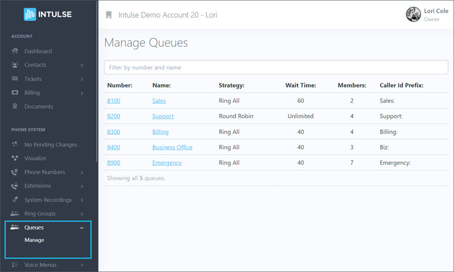 Queue Details | Intulse Support