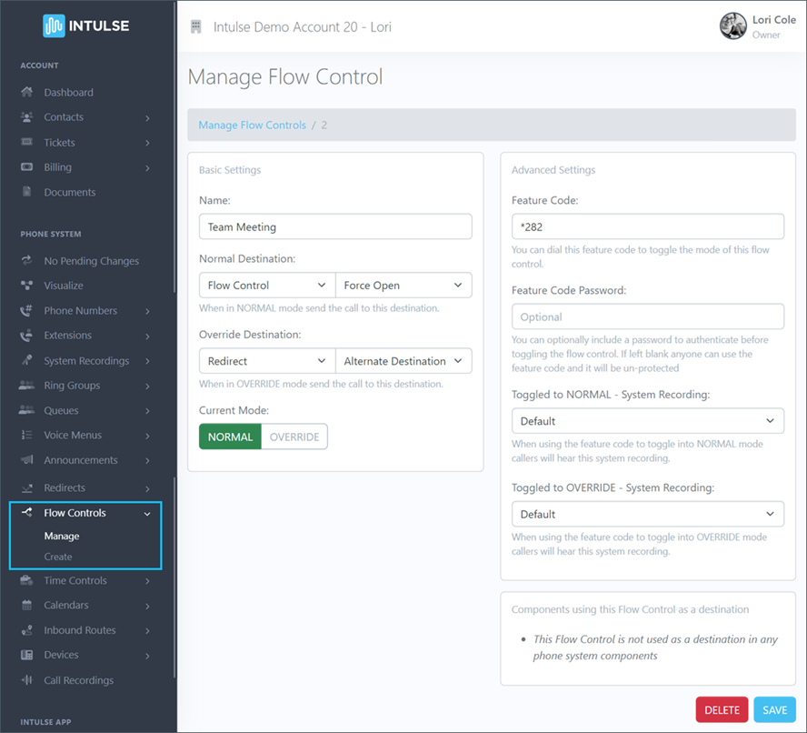 Manage Flow Controls | Intulse Support