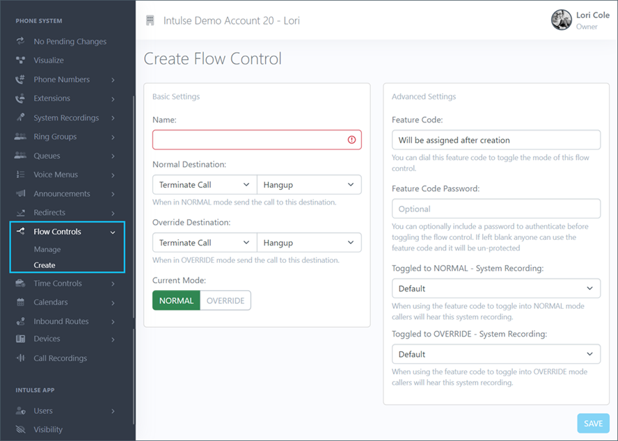 Create Flow Controls | Intulse Support