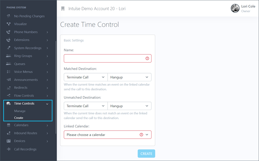 Create Time Controls | Intulse Support