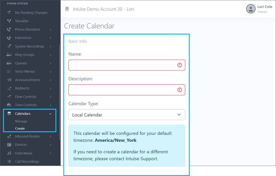 Create Calendars | Intulse Support