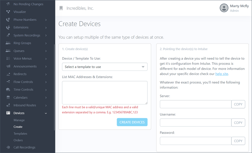 Create Devices | Intulse Support