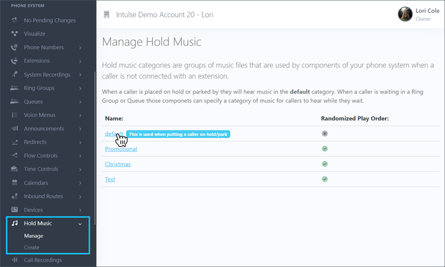Manage Hold Music | Intulse Support