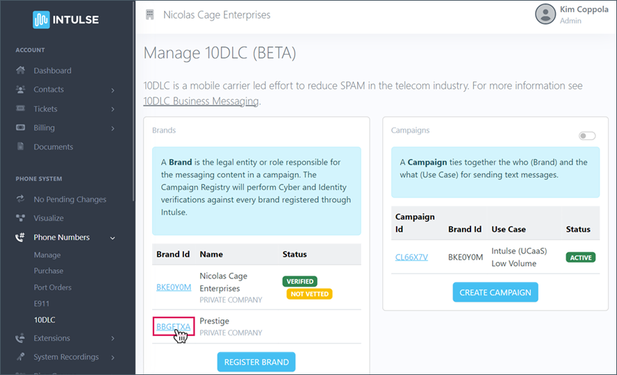 10DLC Registration | Intulse Support